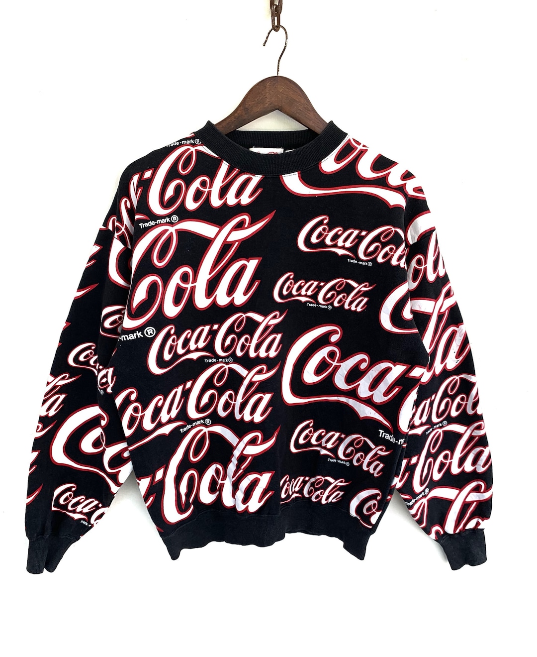 Coca Cola Sweatshirt Vintage Coca Overprinted Cola Sweater Spellout Big ...