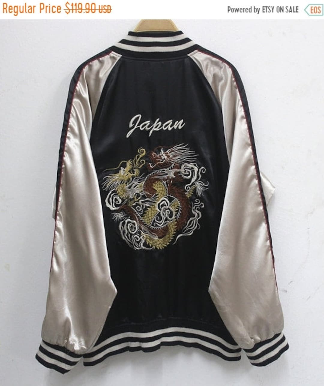 Vintage Sukajan Jacket Dragon Fighting Traditional Japanese Embroidery ...