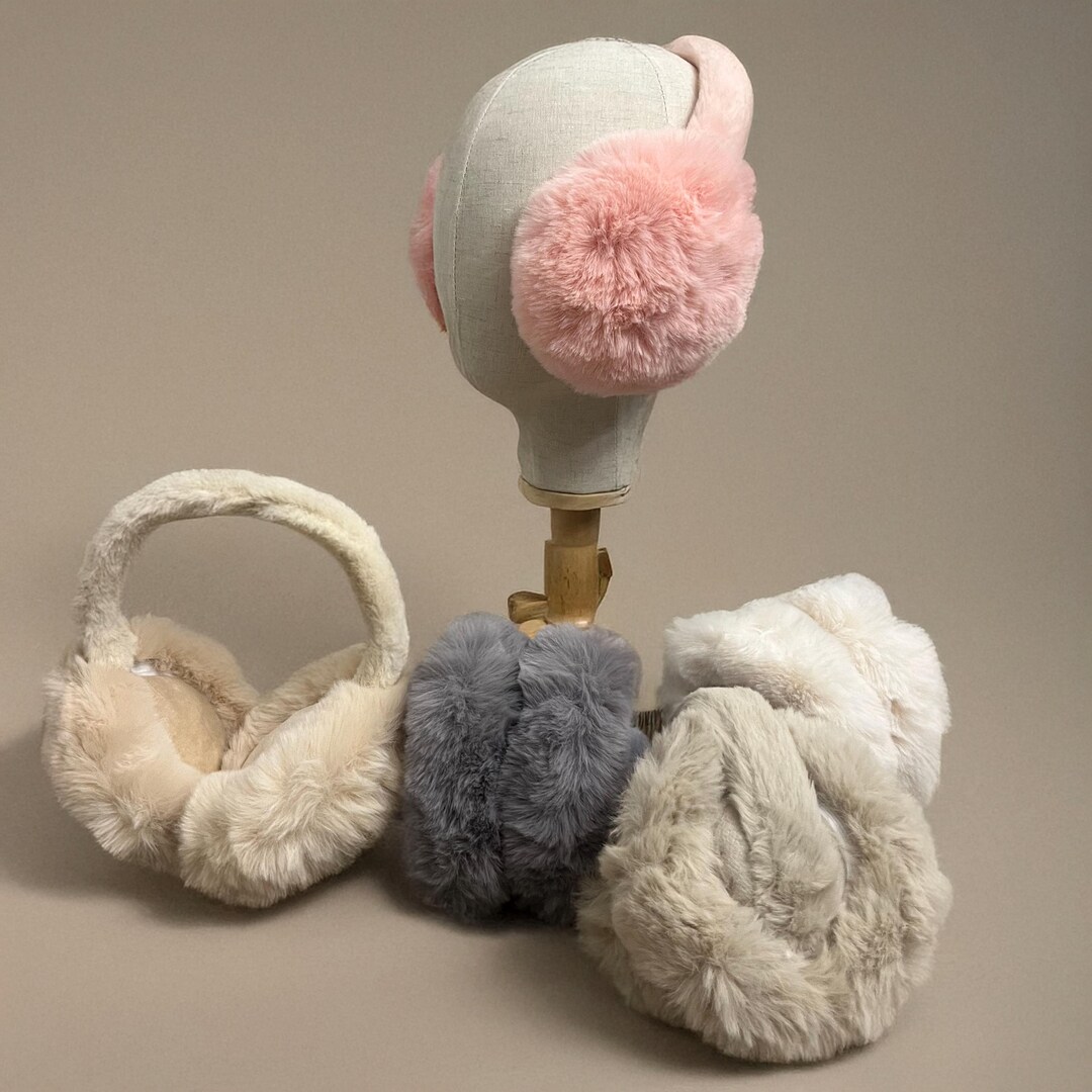 Ear Muffs Black Handmade Vegan Soft Fluffy Cozy Aesthetic Winter ...