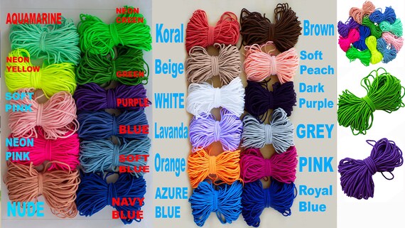 Color Elastic for Mask 3mm 1/8 . White Ear Loop Cord Ear Tie | Etsy