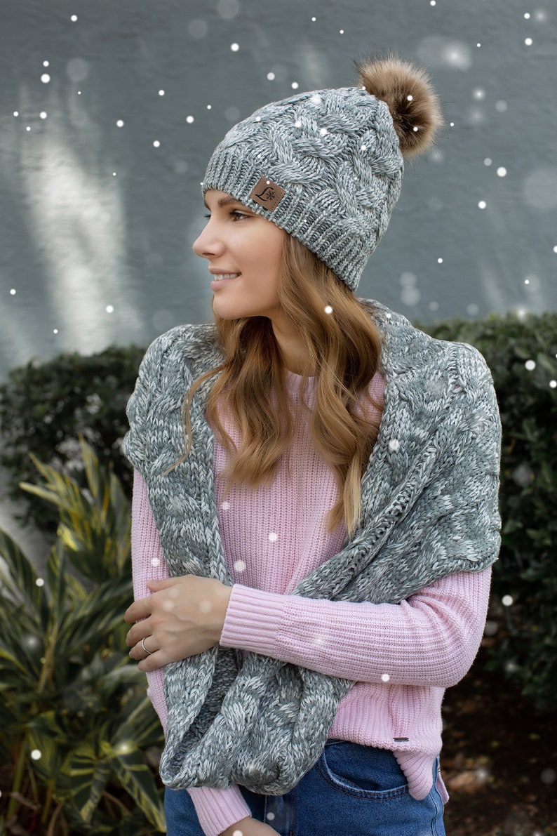 Winter hat and scarf set for women Set Cute Soft Warm Infinity | Etsy