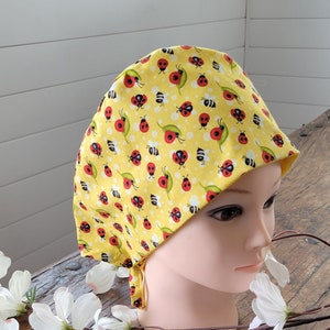 Yellow Ladybug Scrub Cap/ Ladybug Scrub Hat/ Scrub Hat/ Surgical Hat ...