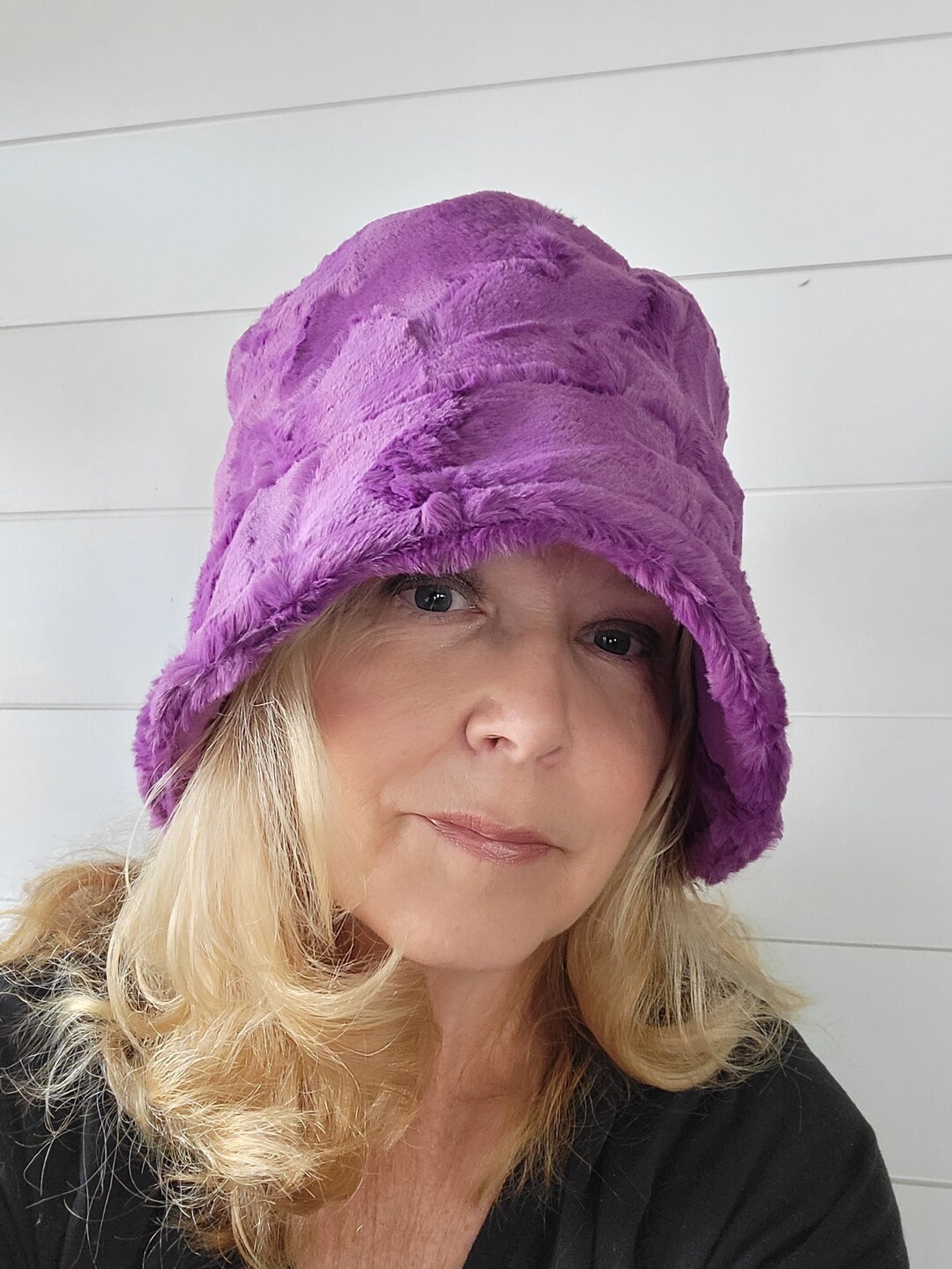 Violet Faux Fur Rabbit Bucket Hat/ Fur Bucket Hat/ Bucket Hat - Etsy