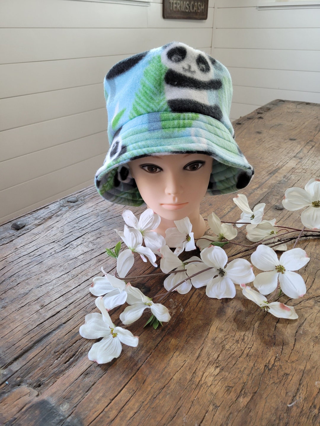Panda Fleece Bucket Hat/ Fleece Bucket Hat/ Panda Bucket Hat/ Bucket ...