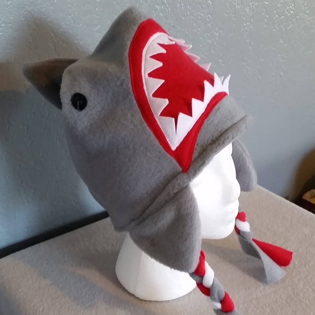 Shark Hat/ Great White Shark Fleece Hat/ Shark Child and Adult Hat ...
