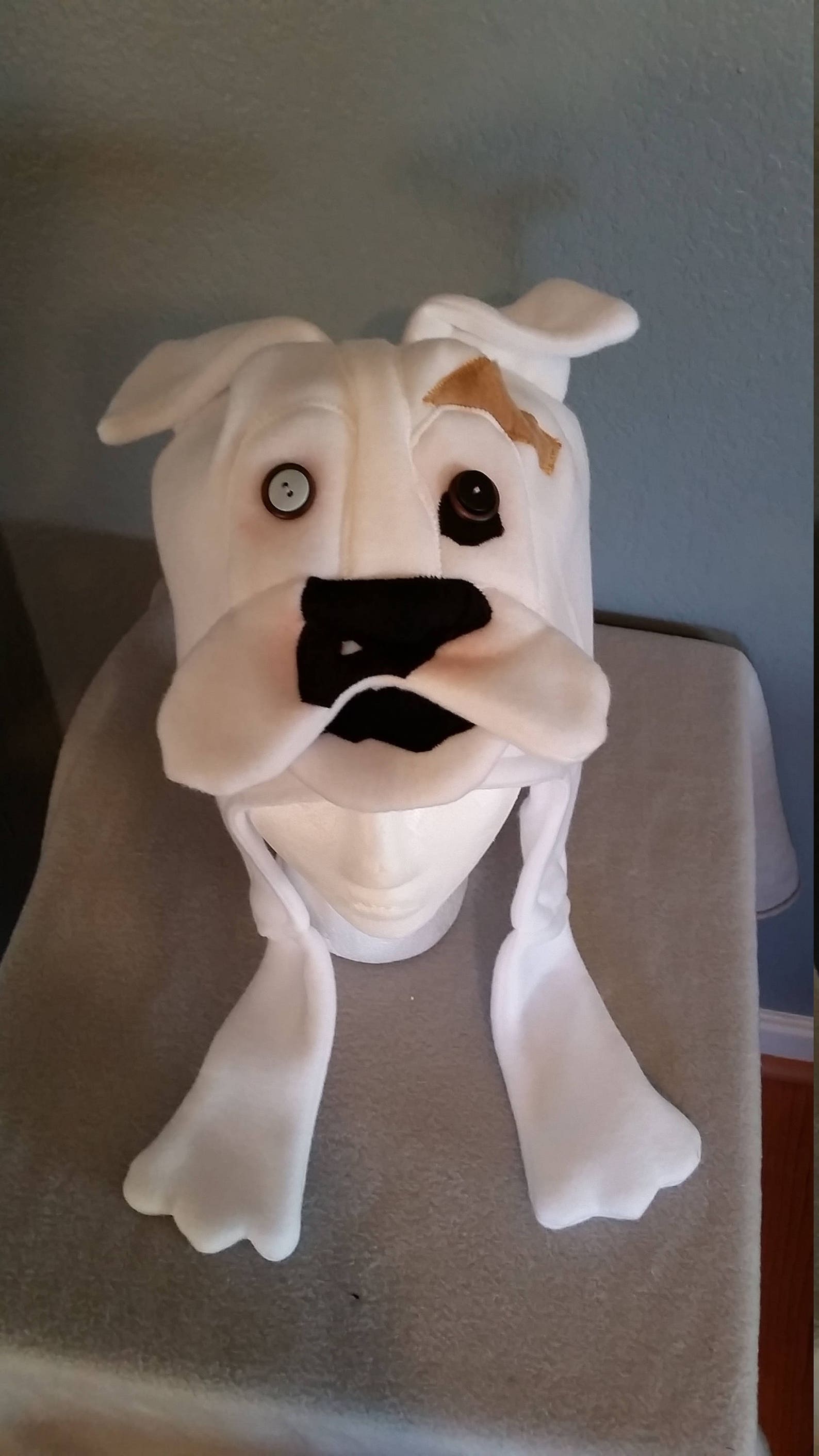 White Boxer Hat/ Boxer Hat/ Boxer Dog Fleece Hat/ Dog Character Hat ...