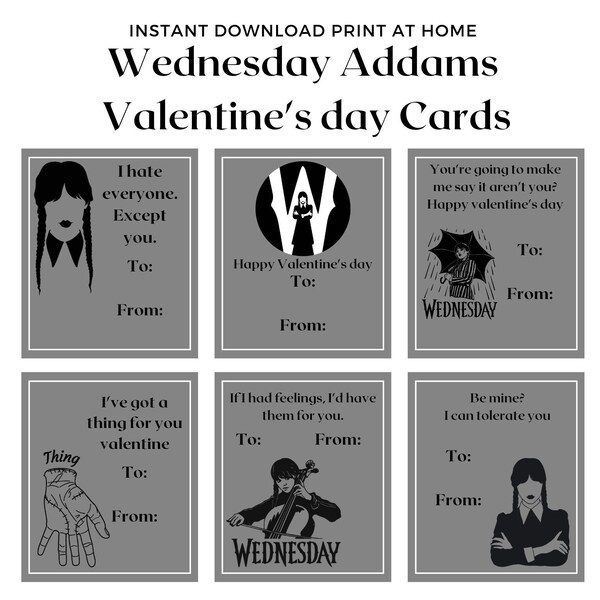 Wednesday Addams Valentine Cards - Etsy