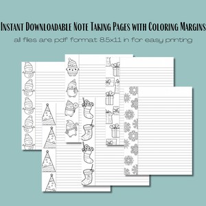6 Unique Downloadable Winter/christmas Note Taking Pages Featuring ...