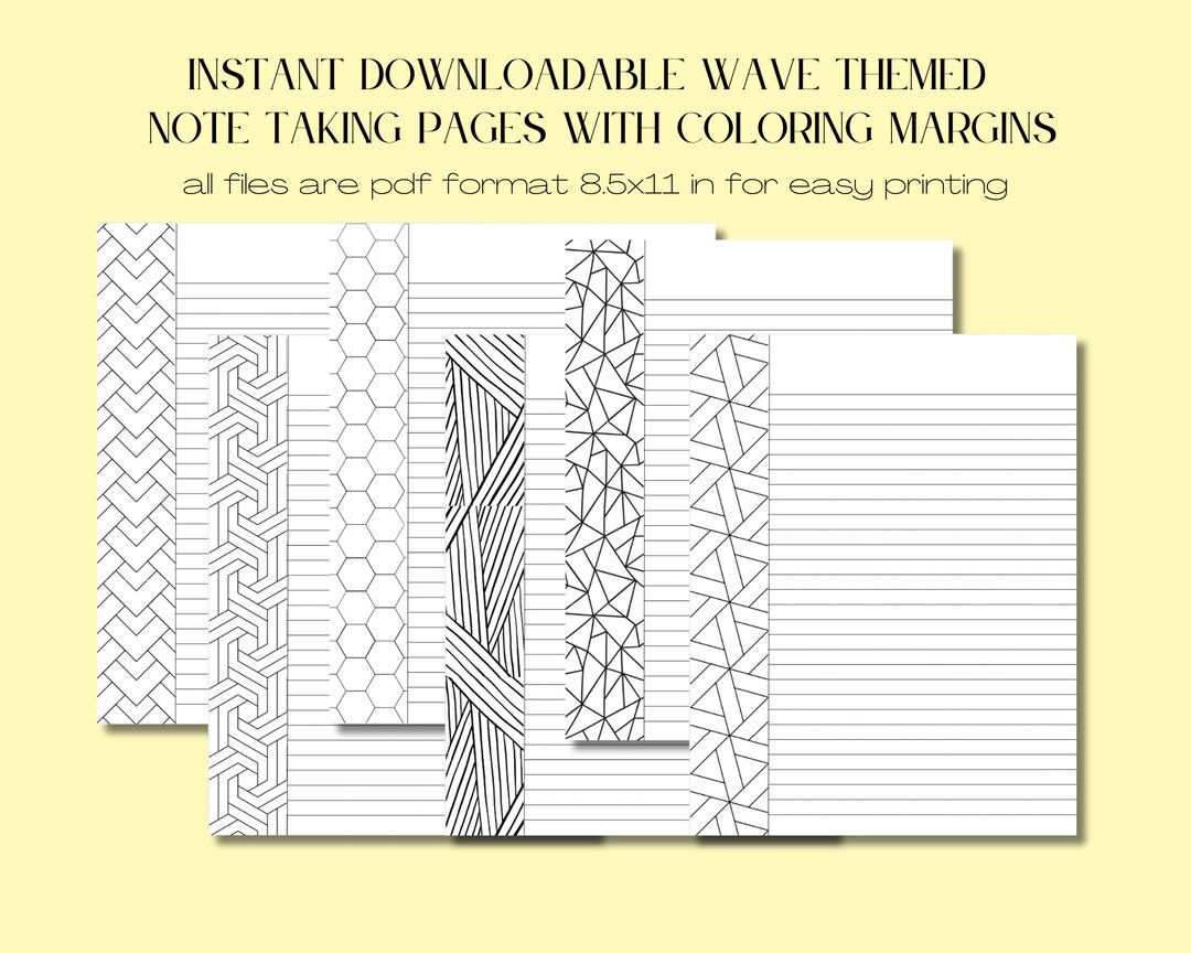 6 Unique Downloadable Note Taking Pages Featuring Coloring - Etsy