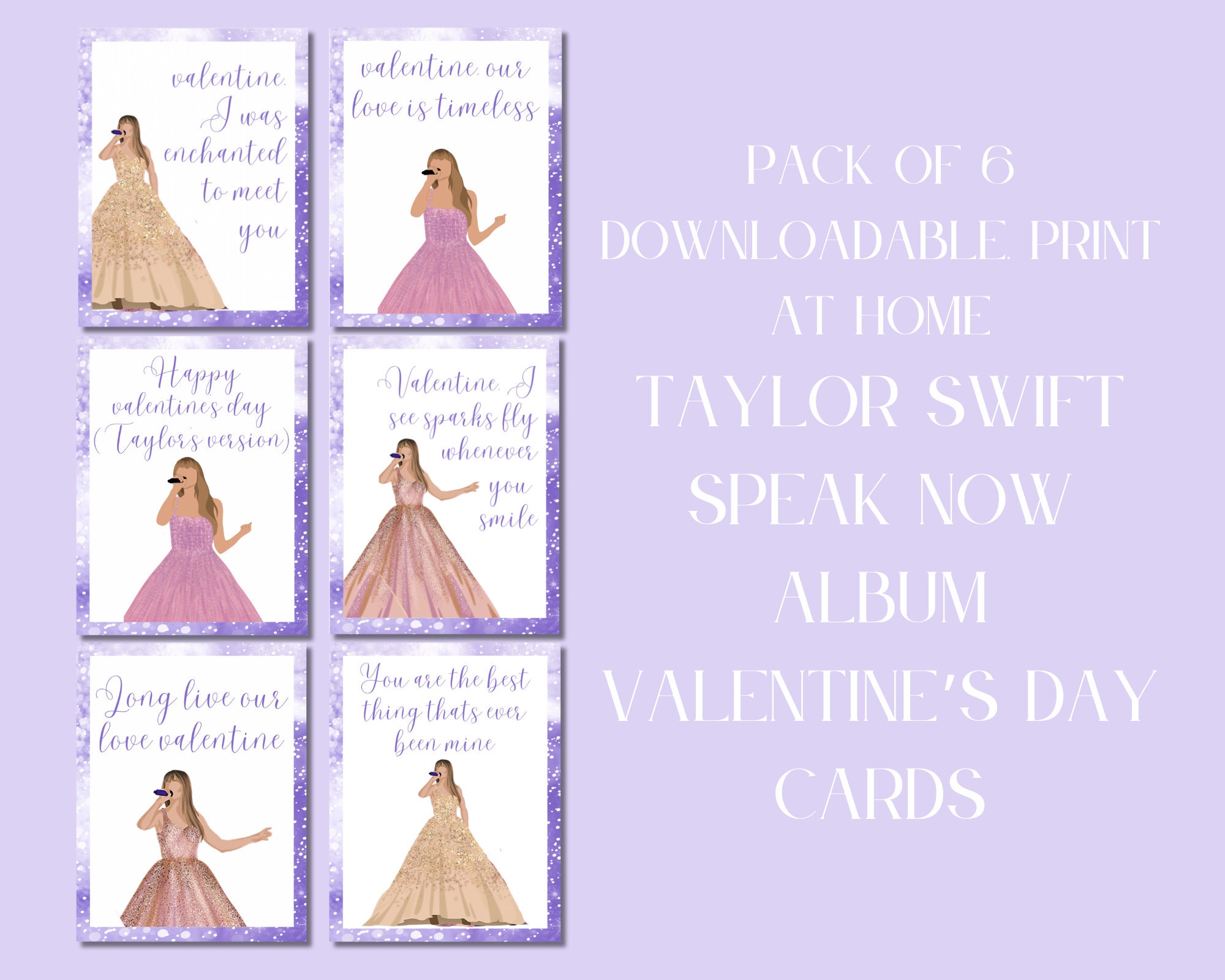 6 Taylor Swift Speak Now Album Instant Download Printable Valentines ...