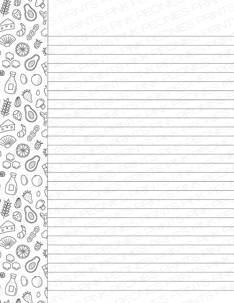 6 Unique Downloadable Food Note Taking Pages Featuring - Etsy