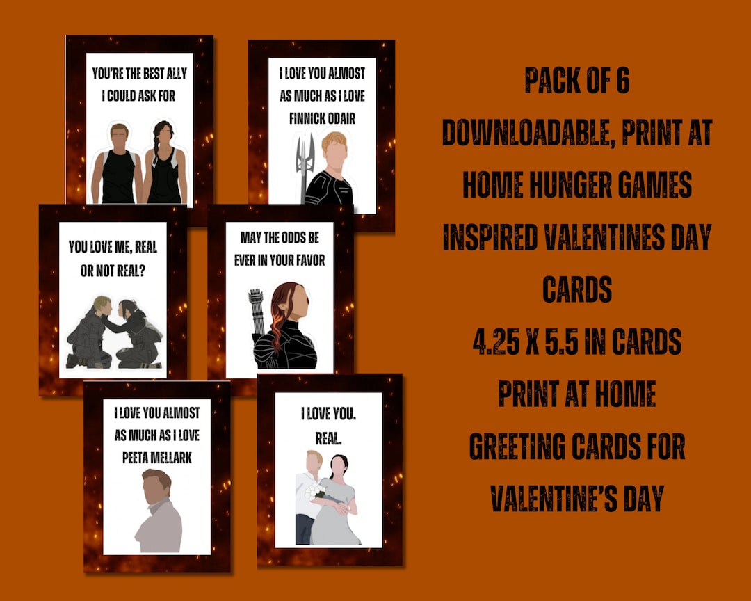 6 Hunger Games Movie Instant Download Printable Valentines Day Cards ...