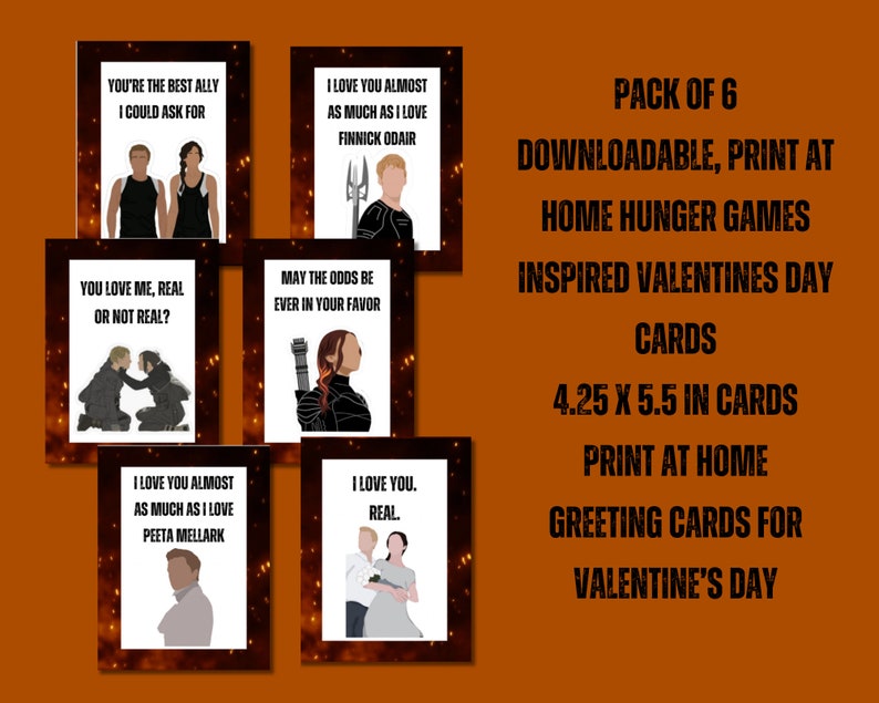 6 Hunger Games Movie Instant Download Printable Valentines Day Cards ...