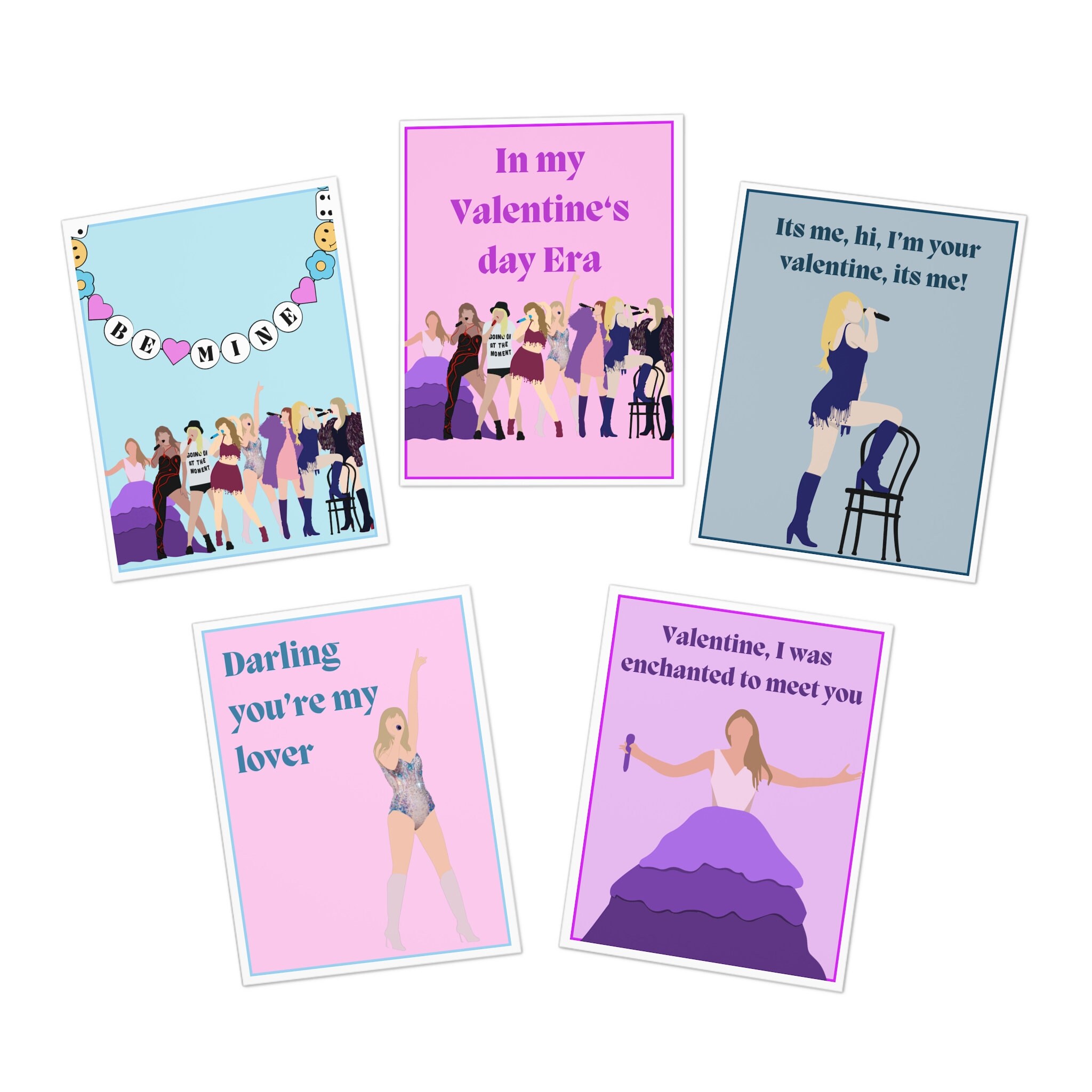 5 Taylor Swift Eras Tour Valentines Day Cards, Kids Valentine Cards ...