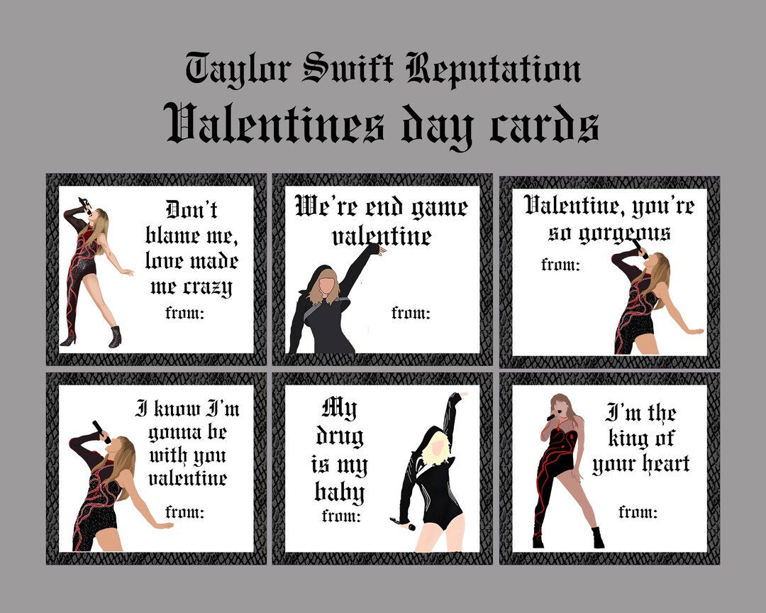 Taylor Swift Reputation Instant Download Printable Valentines Day Cards ...