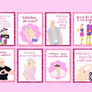 8 Pink Movie Instant Download Printable Valentines Day Cards, Kids ...