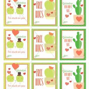 Cactus Instant Download Printable Valentines Day Cards, Kids Valentine ...