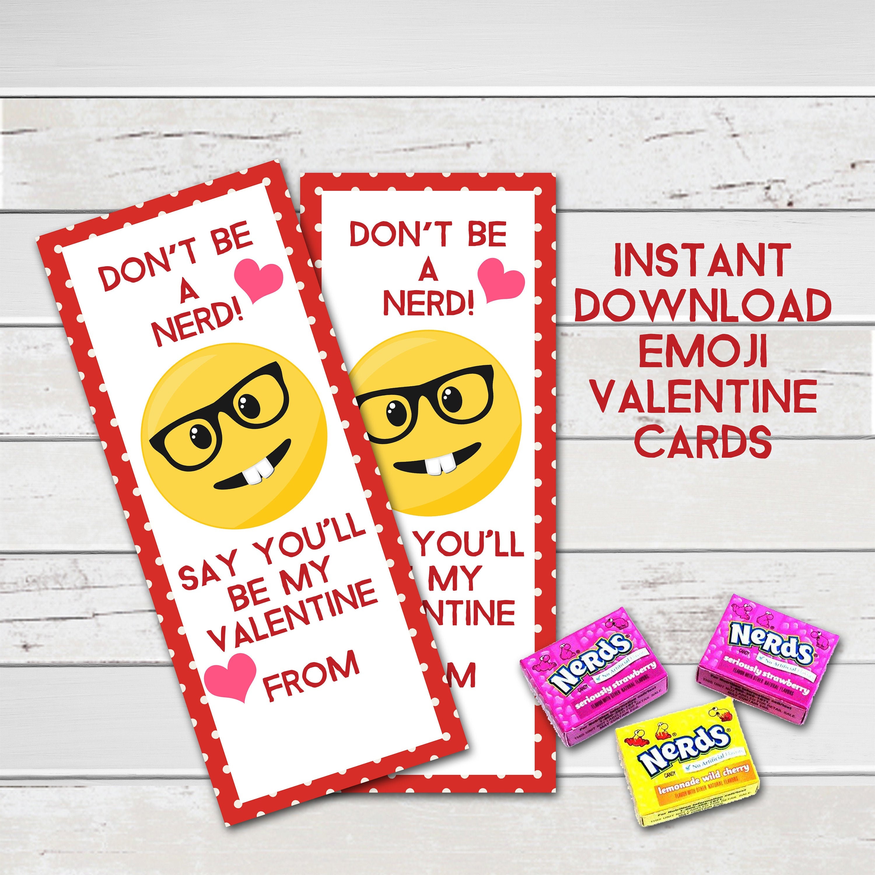 Emoji Instant Download Printable Valentines Day Cards, Kids Valentine ...