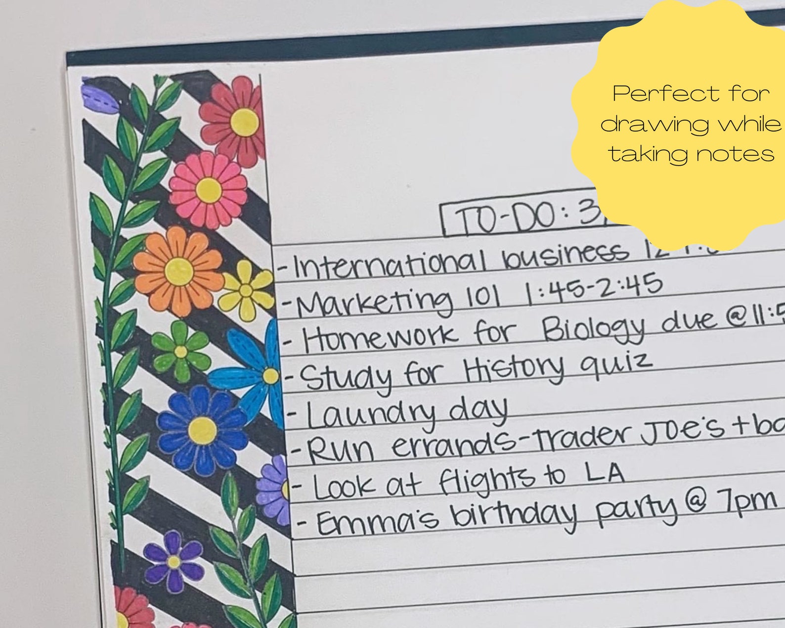 6 Unique Downloadable Note Taking Pages Featuring Coloring Page Margins ...