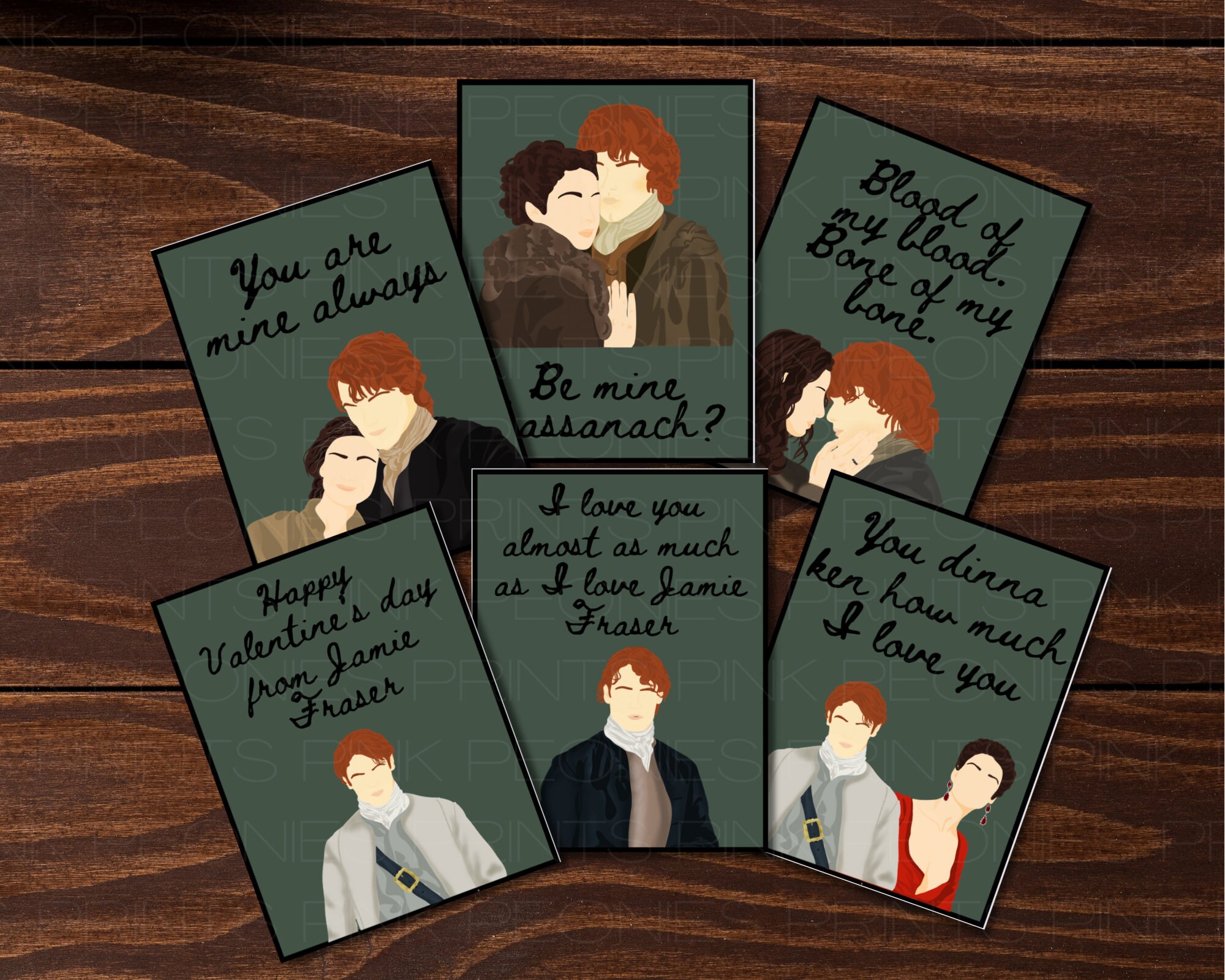 6 Outlander Instant Download Printable Valentines Day Cards, Kids ...
