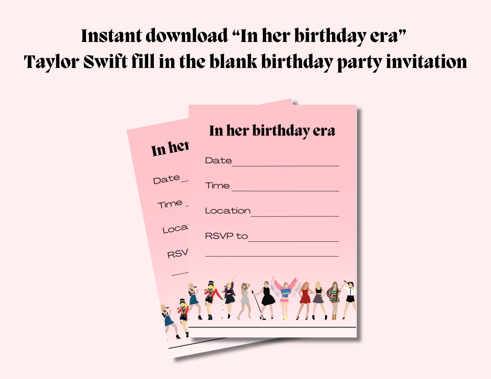 Taylor Swift Birthday Era Fill in the Blank Birthday Party Invitation ...