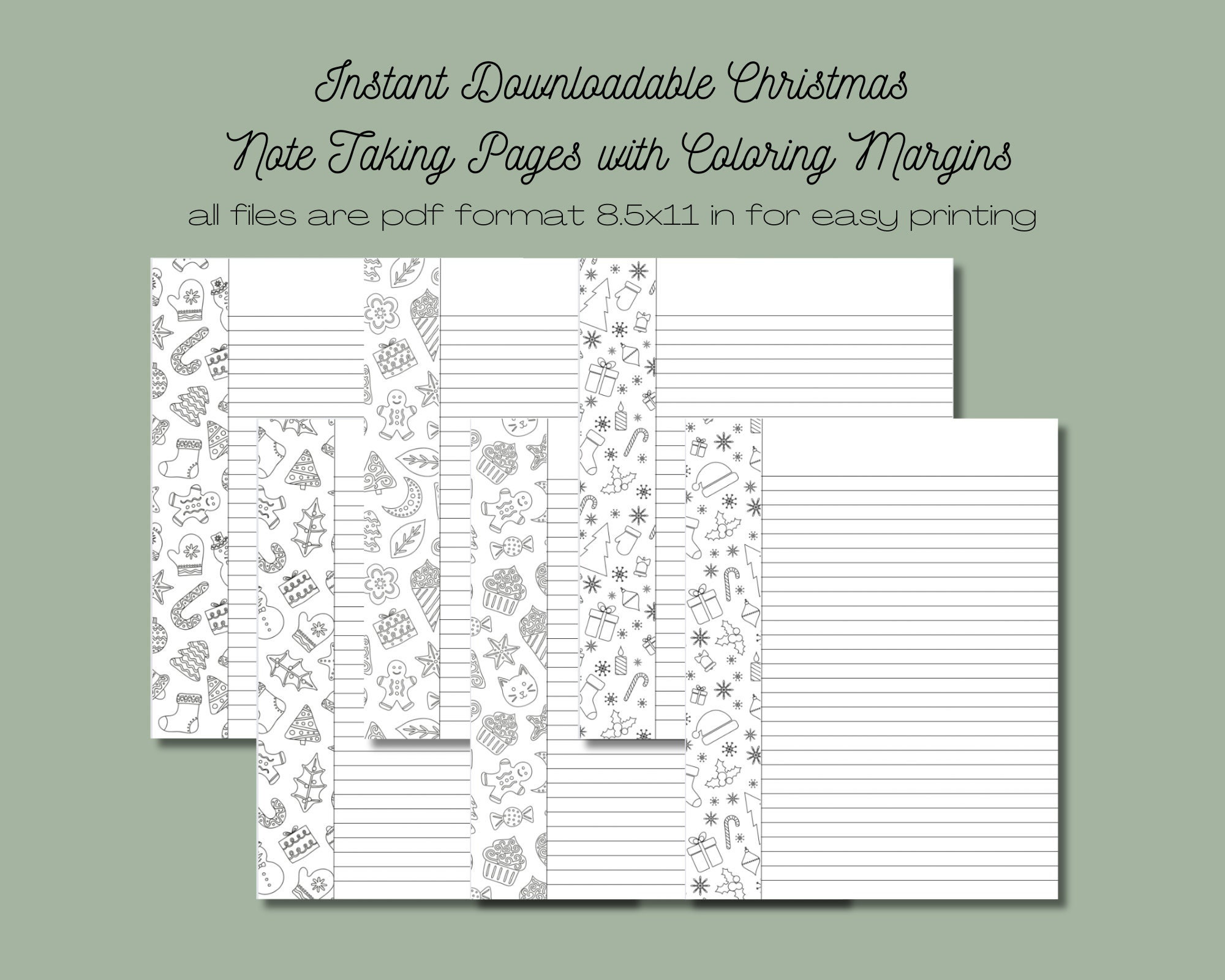 6 Unique Downloadable Winter/christmas Note Taking Pages - Etsy