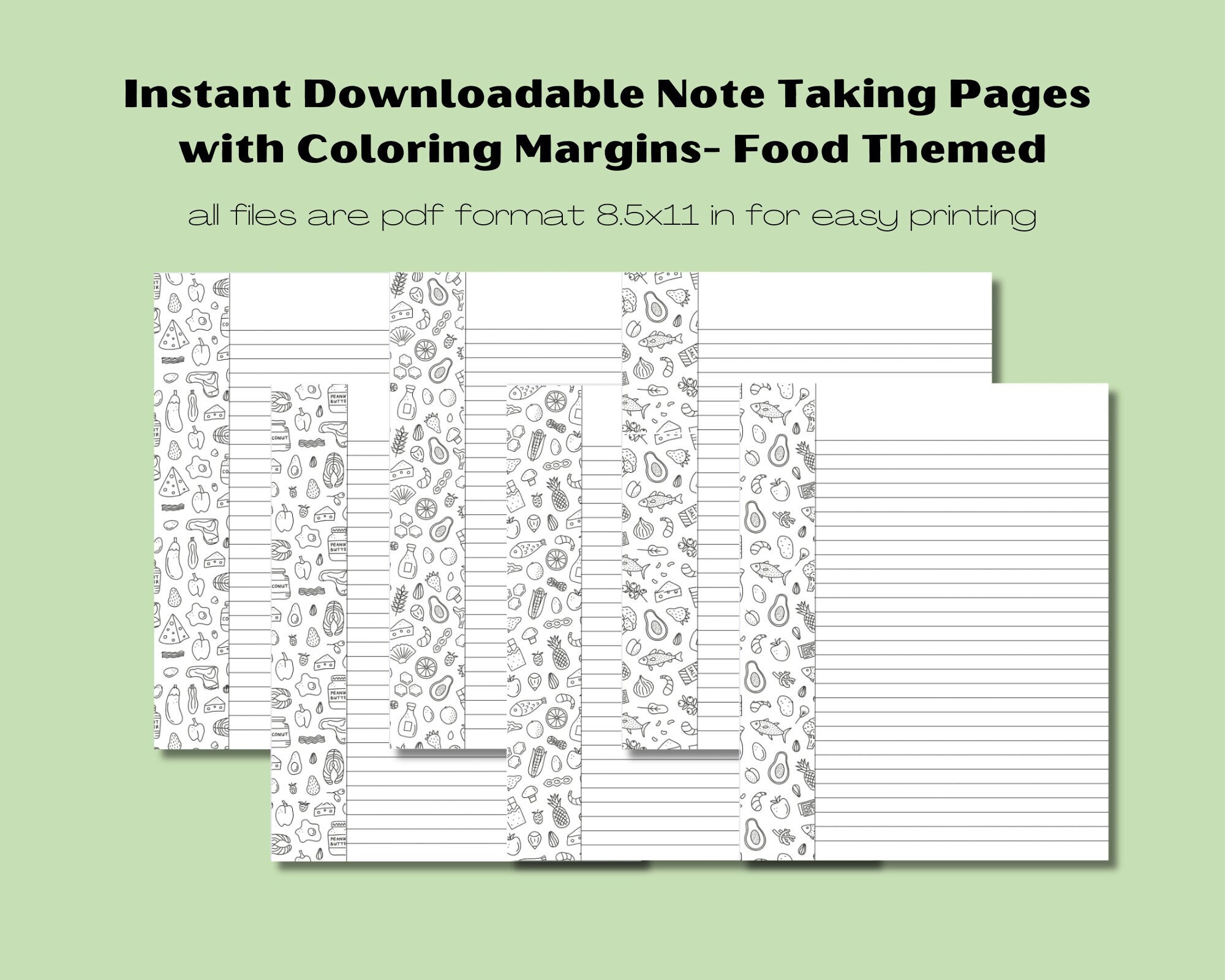 6 Unique Downloadable Food Note Taking Pages Featuring - Etsy