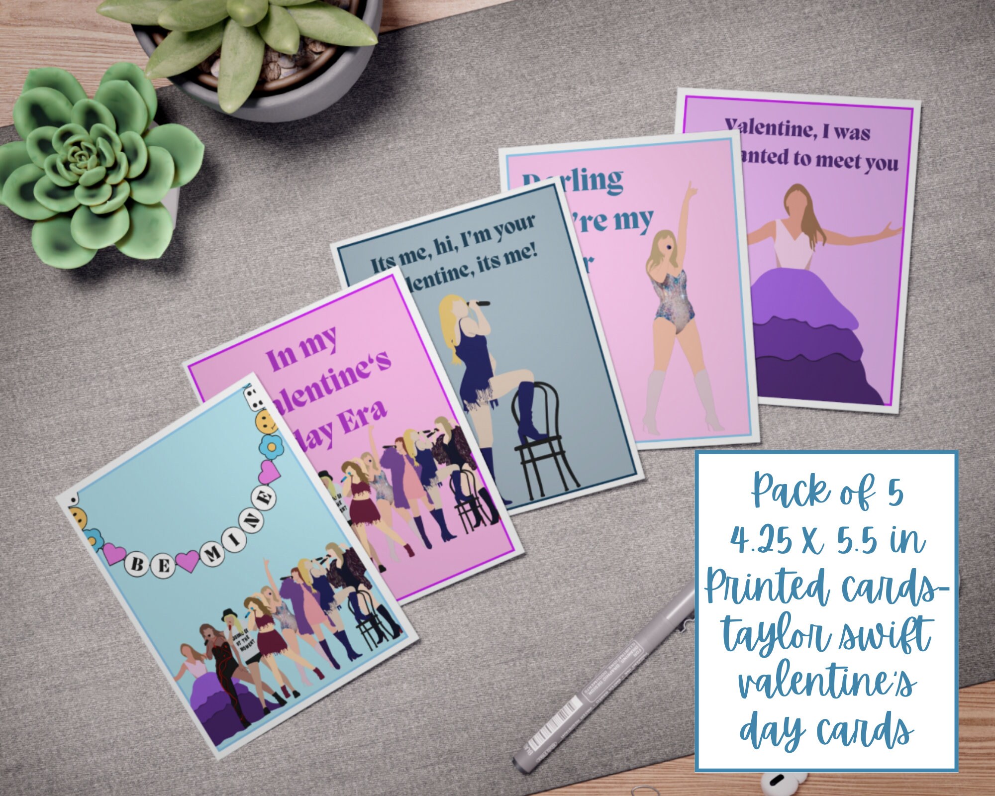 5 Taylor Swift Eras Tour Valentines Day Cards, Kids Valentine Cards ...