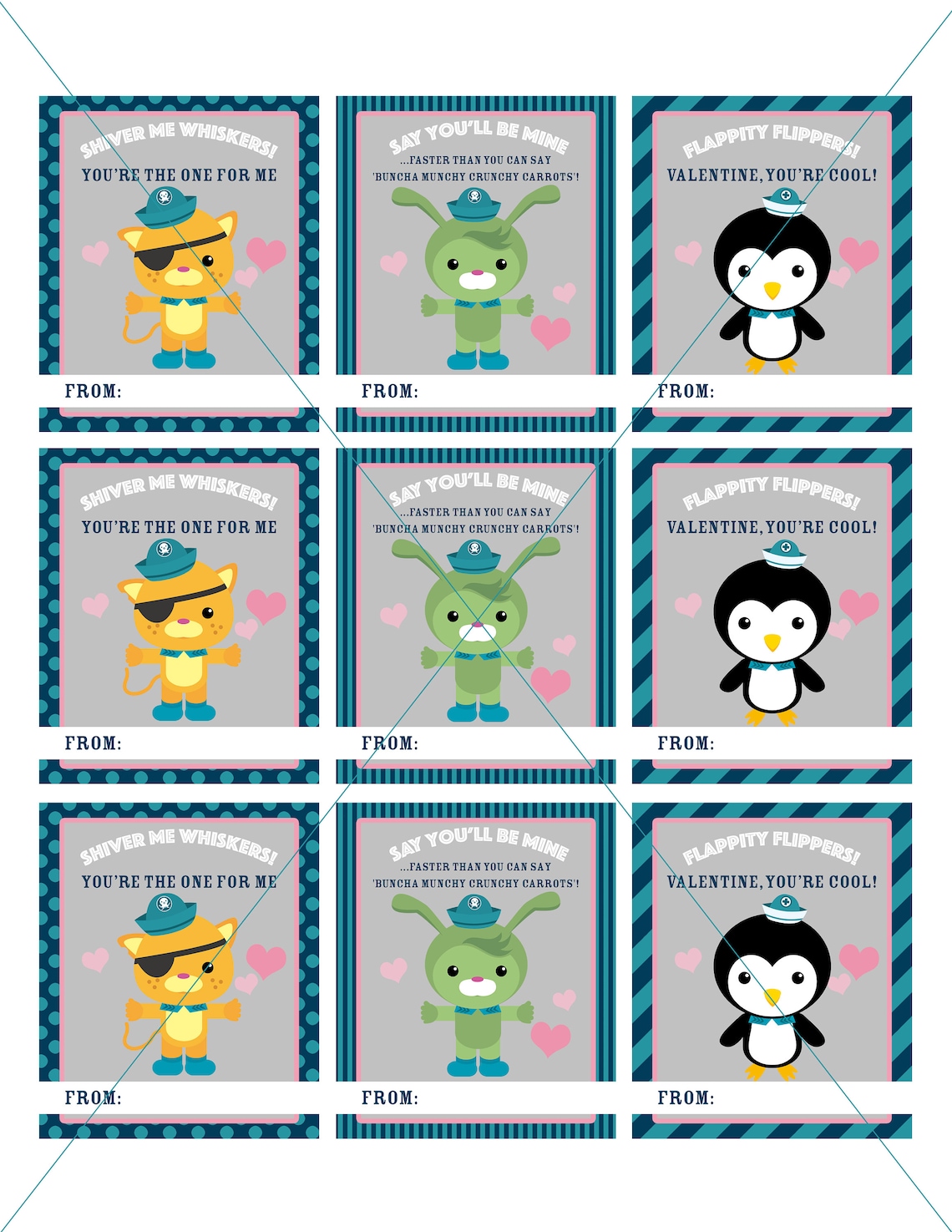 Octonauts Instant Download Printable Valentines Day Cards, Kids ...