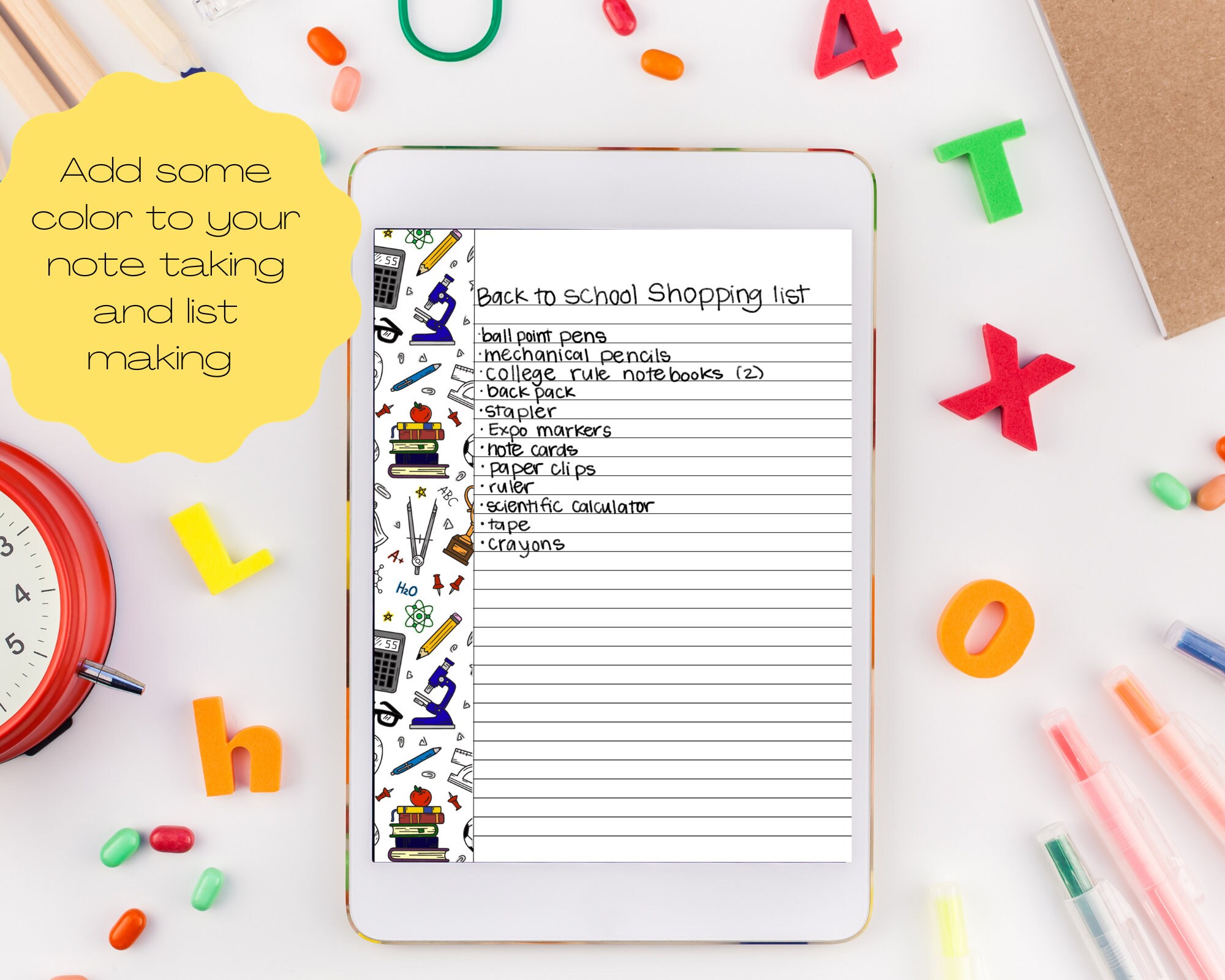 6 Unique Downloadable Note Taking Pages Featuring Coloring Page Margins ...