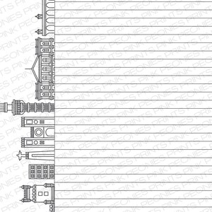 6 Unique Downloadable City Skyline Note Taking Pages Featuring Coloring ...