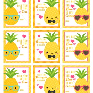 Pineapple Instant Download Printable Valentines Day Cards, Kids ...