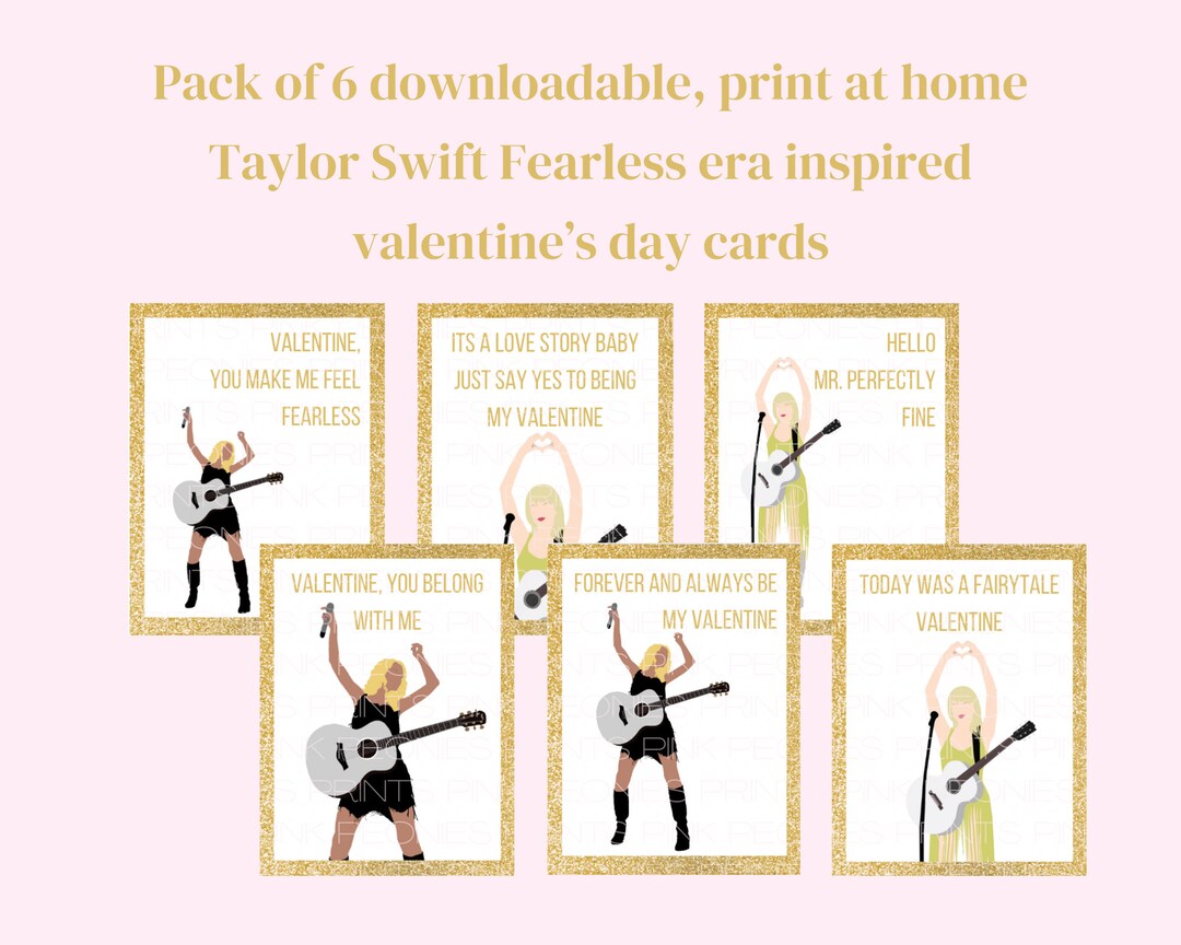 6 Taylor Swift Fearless Era/album Instant Download Printable Valentines ...