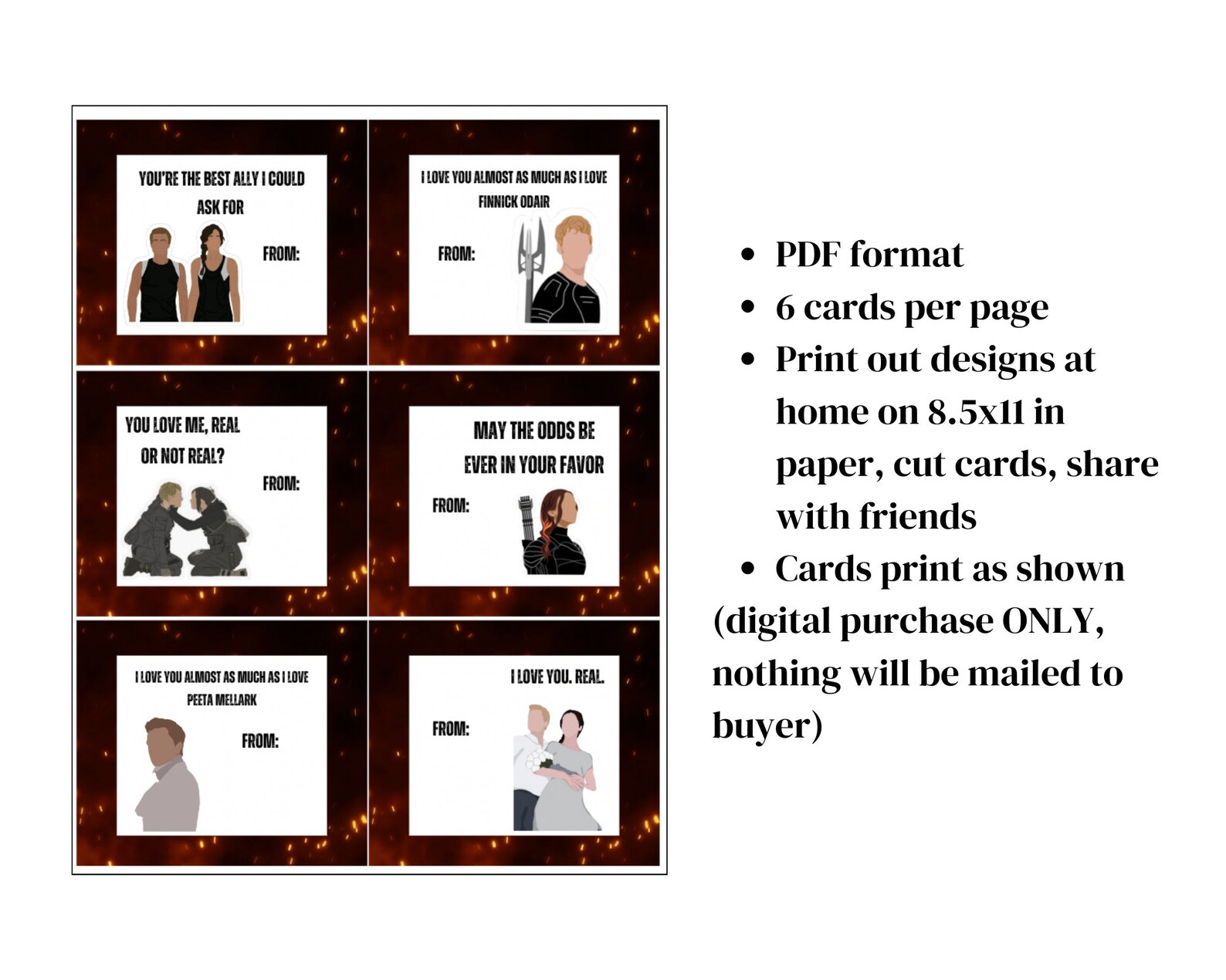 Hunger Games Instant Download Printable Valentines Day Cards, Kids ...