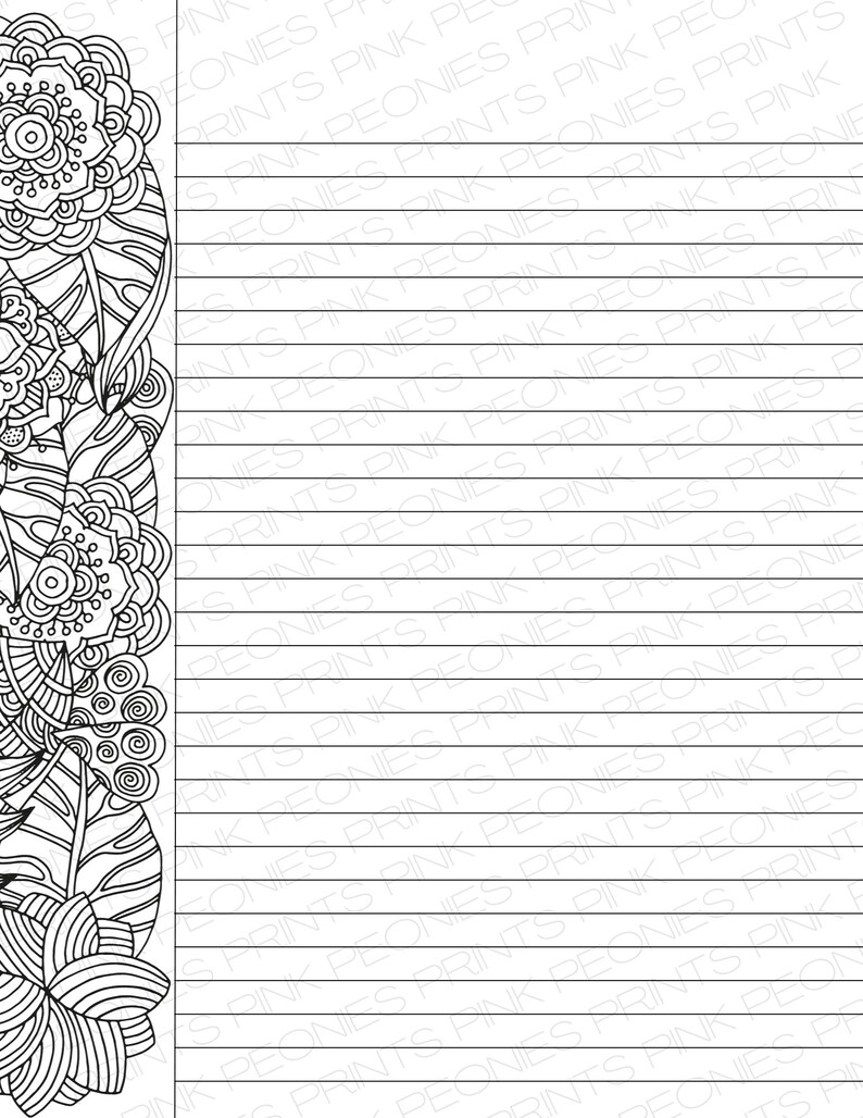 6 Unique Downloadable Note Taking Pages Featuring Coloring Page Margins ...