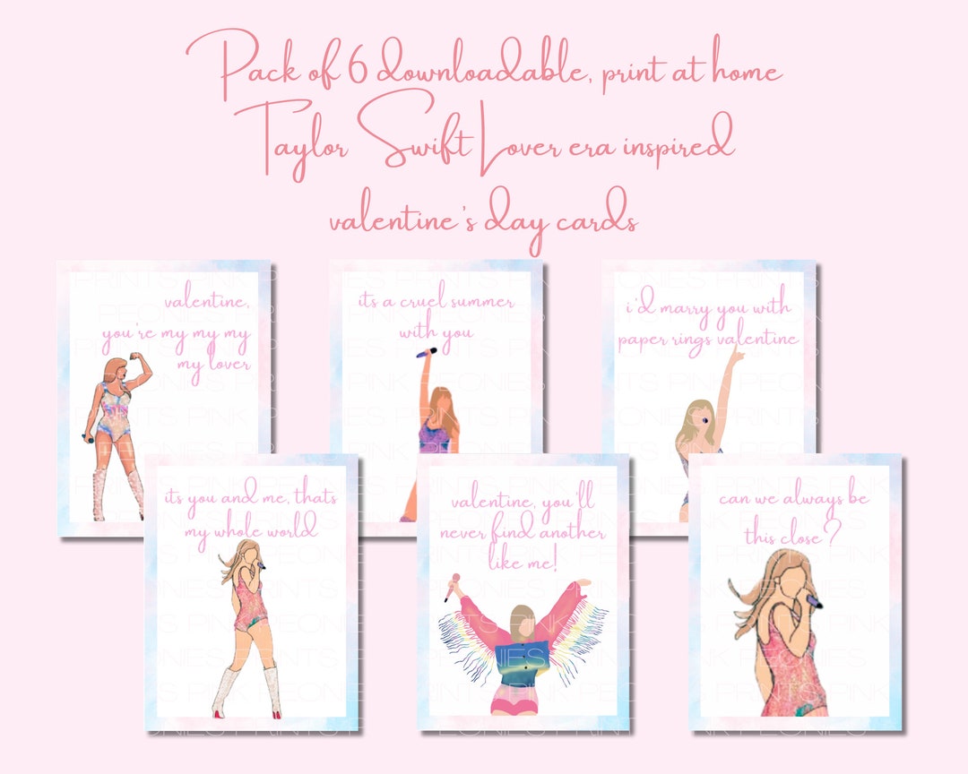 6 Taylor Swift Lover Era/album Instant Download Printable Valentines ...