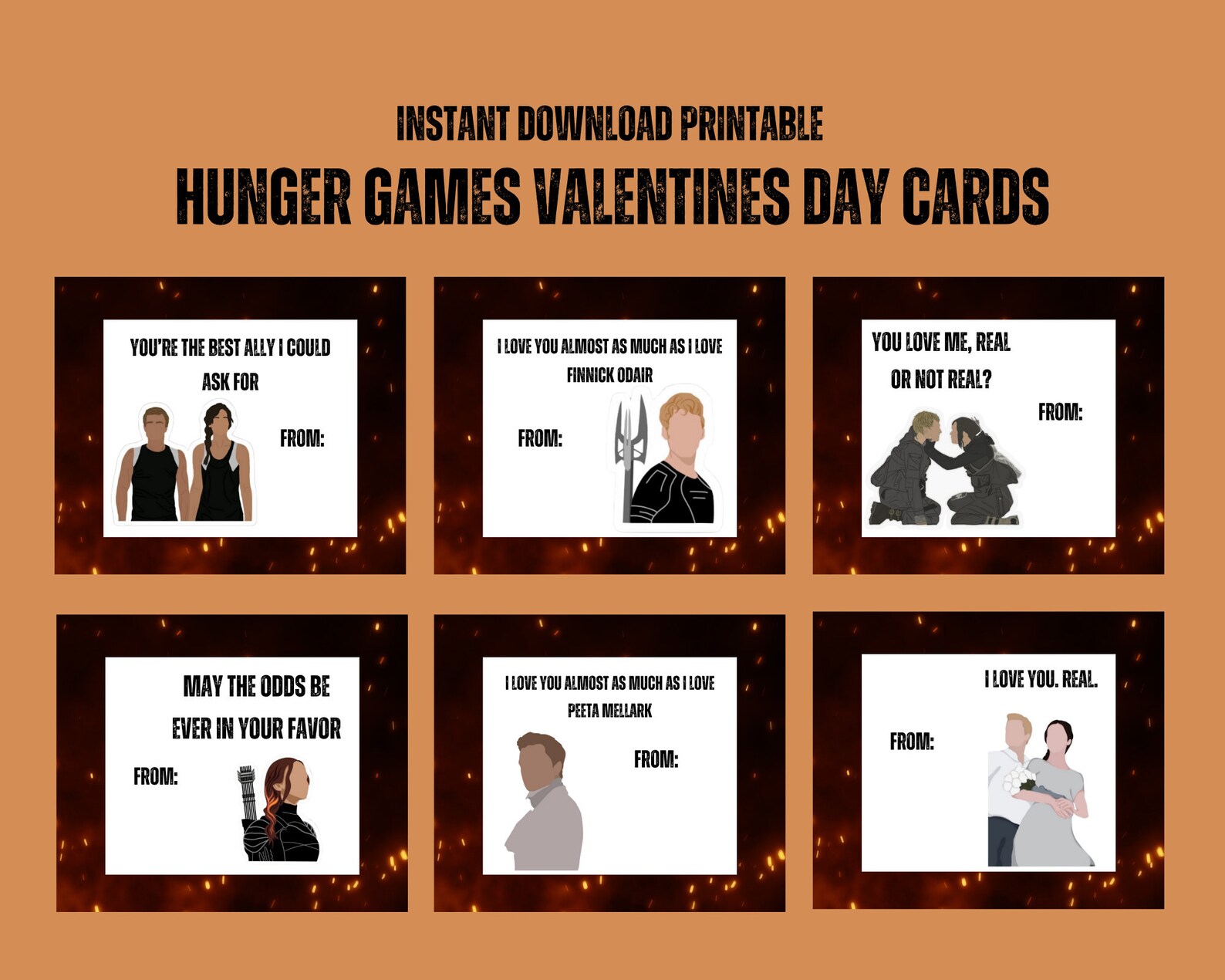Hunger Games Instant Download Printable Valentines Day Cards, Kids ...