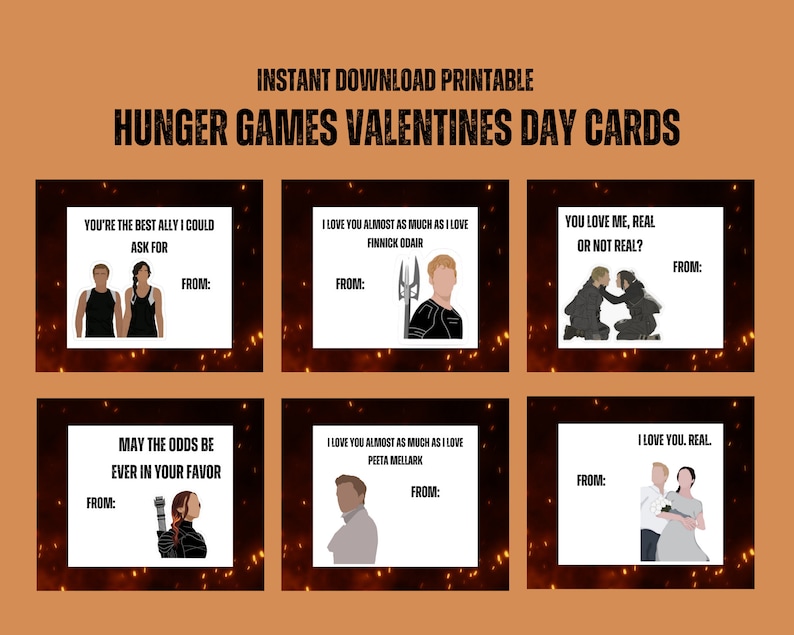 Hunger Games Instant Download Printable Valentines Day Cards, Kids ...
