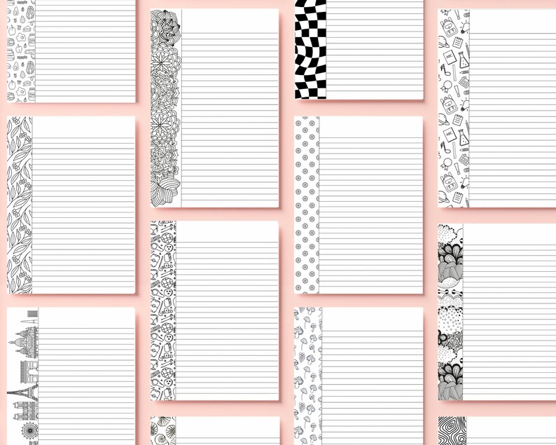 6 Unique Downloadable Books Note Taking Pages Featuring Coloring Page ...