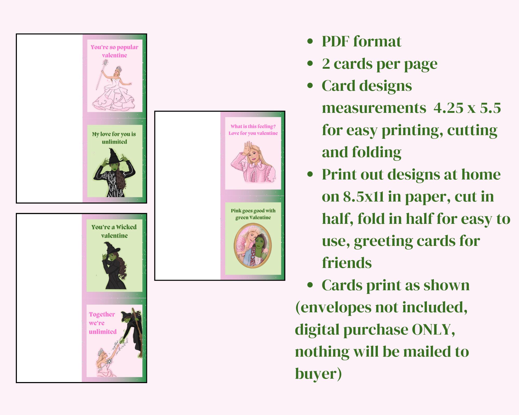 6 Musical Witches Instant Download Printable Valentines Day Cards, Kids ...