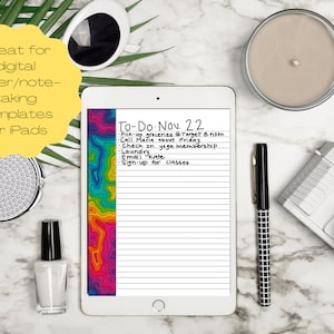 6 Unique Downloadable Note Taking Pages Featuring Coloring Page Margins ...