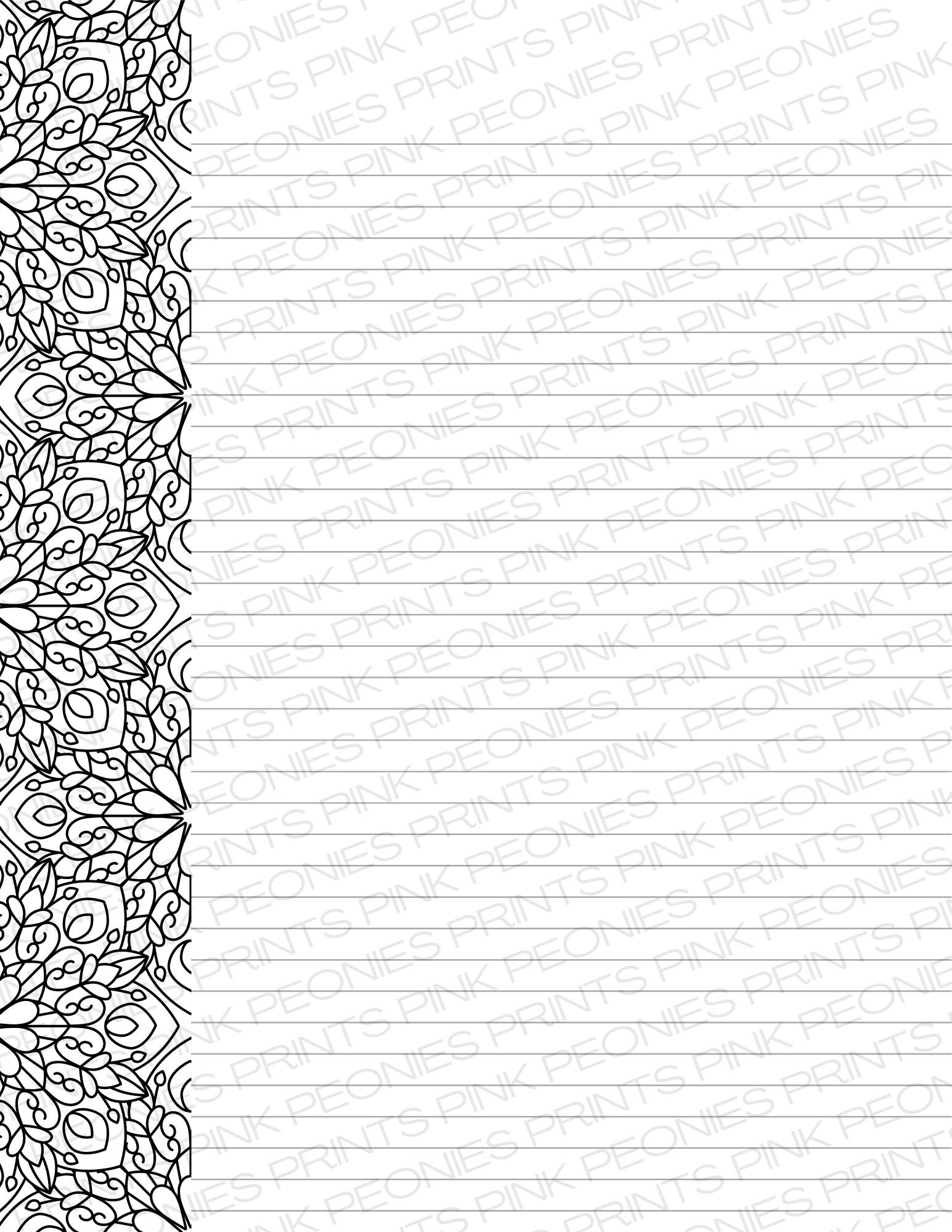 6 Unique Downloadable Note Taking Pages Featuring Floral Coloring Page ...