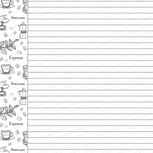 6 Unique Downloadable Coffee Notetaking Pages Featuring Coloring Page ...