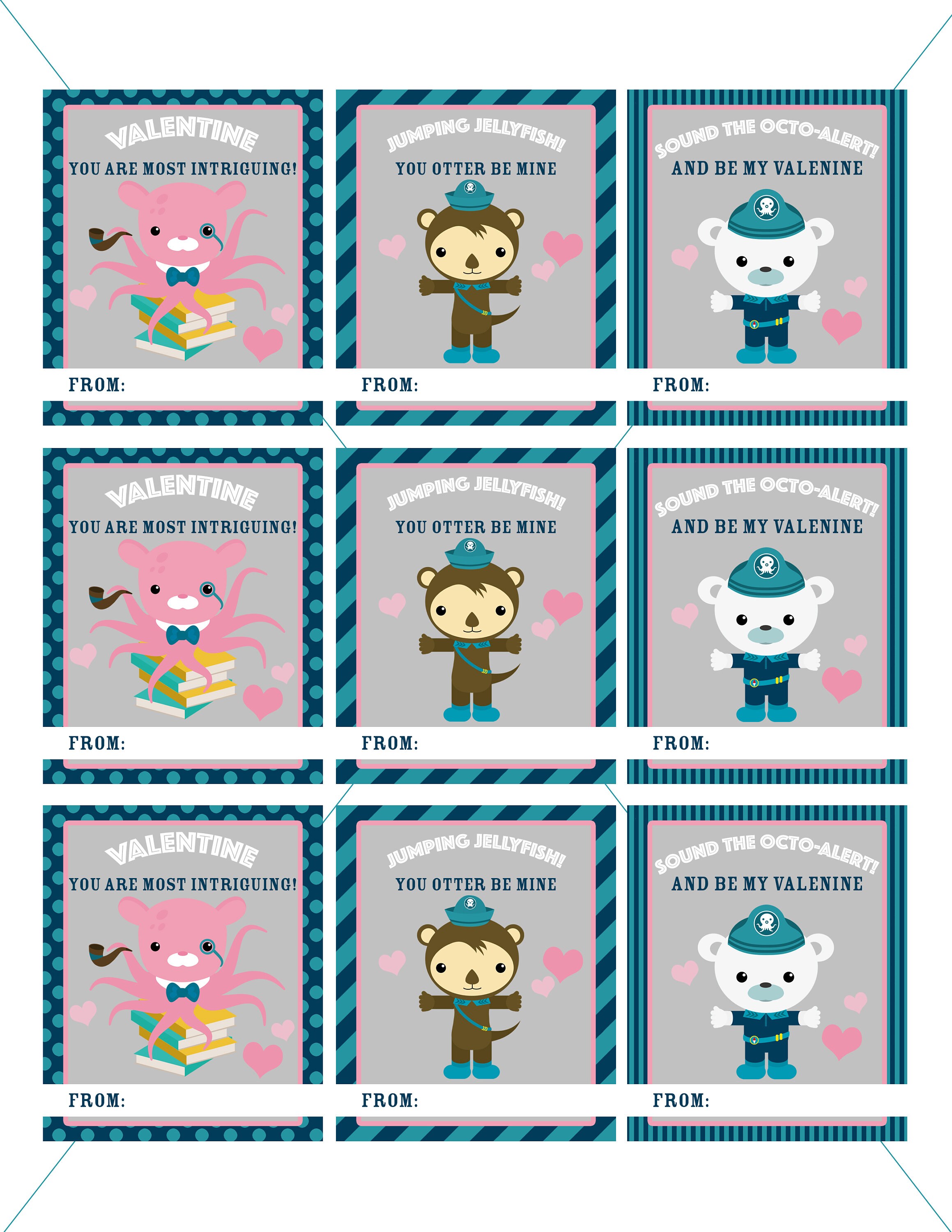 Octonauts Instant Download Printable Valentines Day Cards, Kids ...