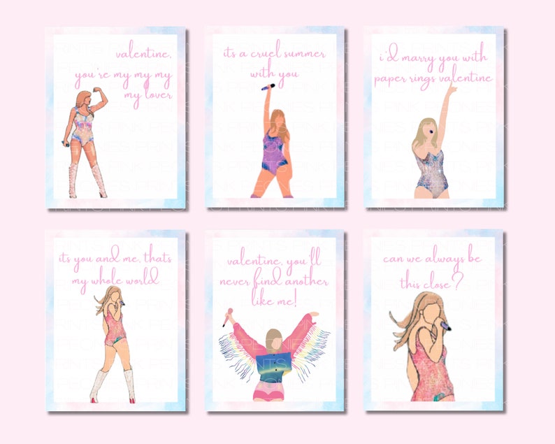 6 Taylor Swift Lover Era/album Instant Download Printable Valentines ...
