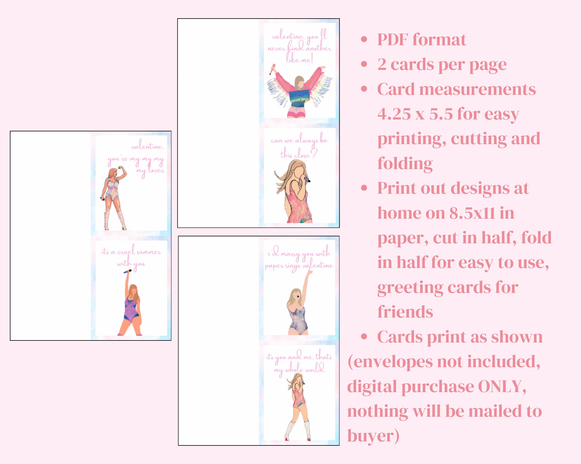 6 Taylor Swift Lover Era/album Instant Download Printable Valentines ...