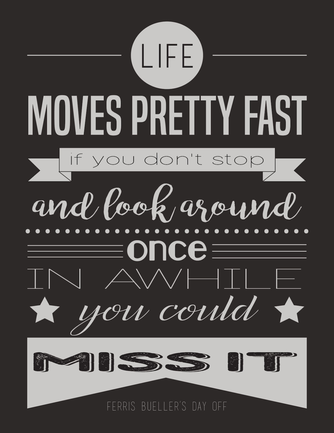 Ferris Bueller's Day off Quote Print - Etsy