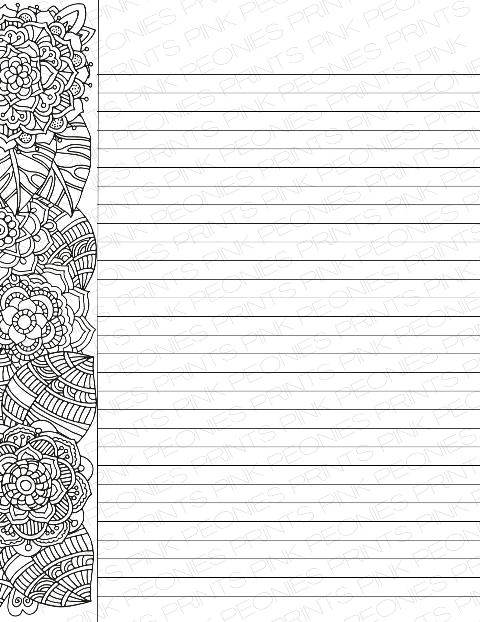 6 Unique Downloadable Note Taking Pages Featuring Coloring Page Margins ...