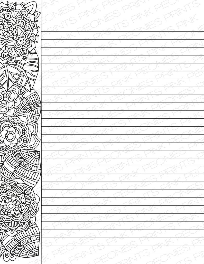 6 Unique Downloadable Note Taking Pages Featuring Coloring Page Margins ...