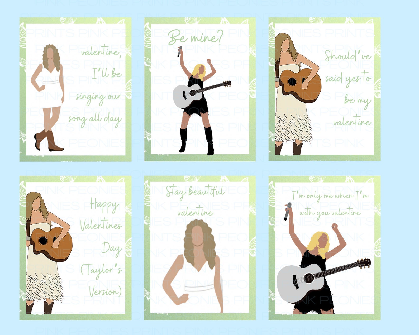6 Taylor Swift Debut Era/album Instant Download Printable Valentines ...